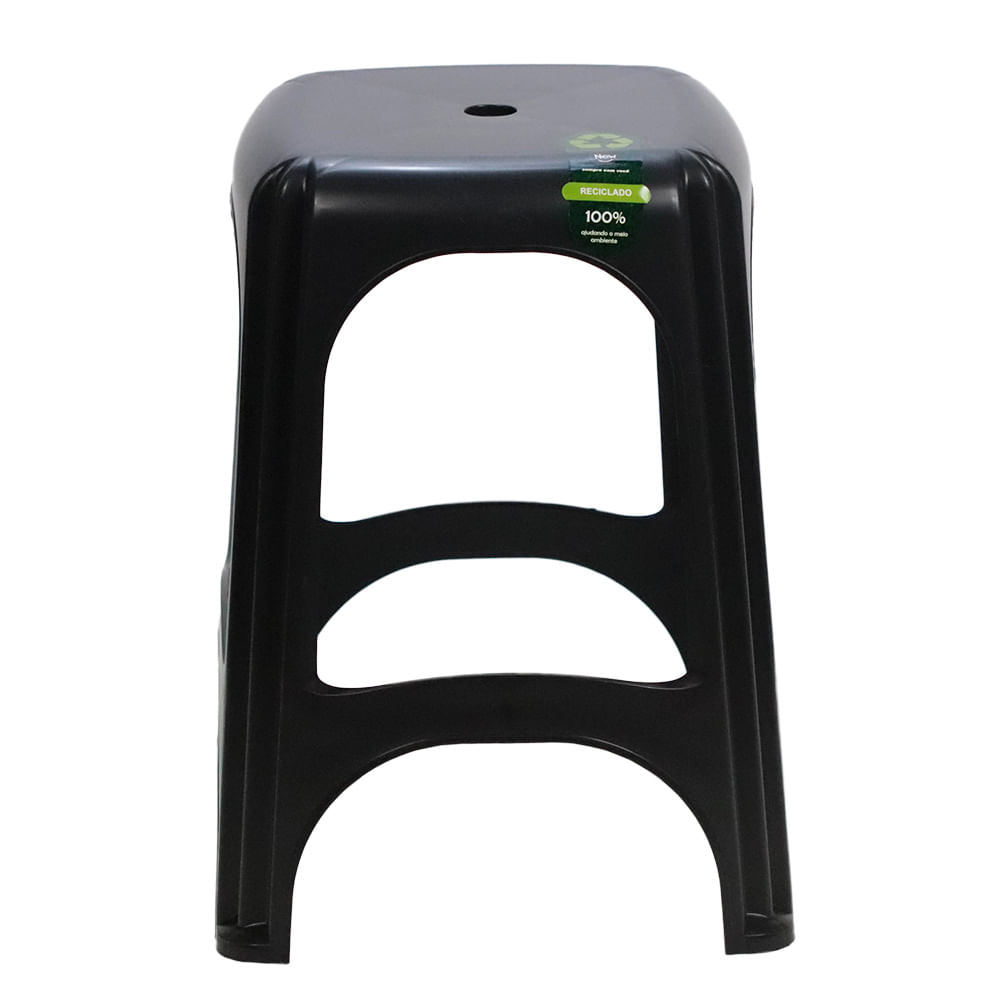 Banqueta ECO Iguape Plástico Preto New Plastic 35x45cm - freitasvarejo