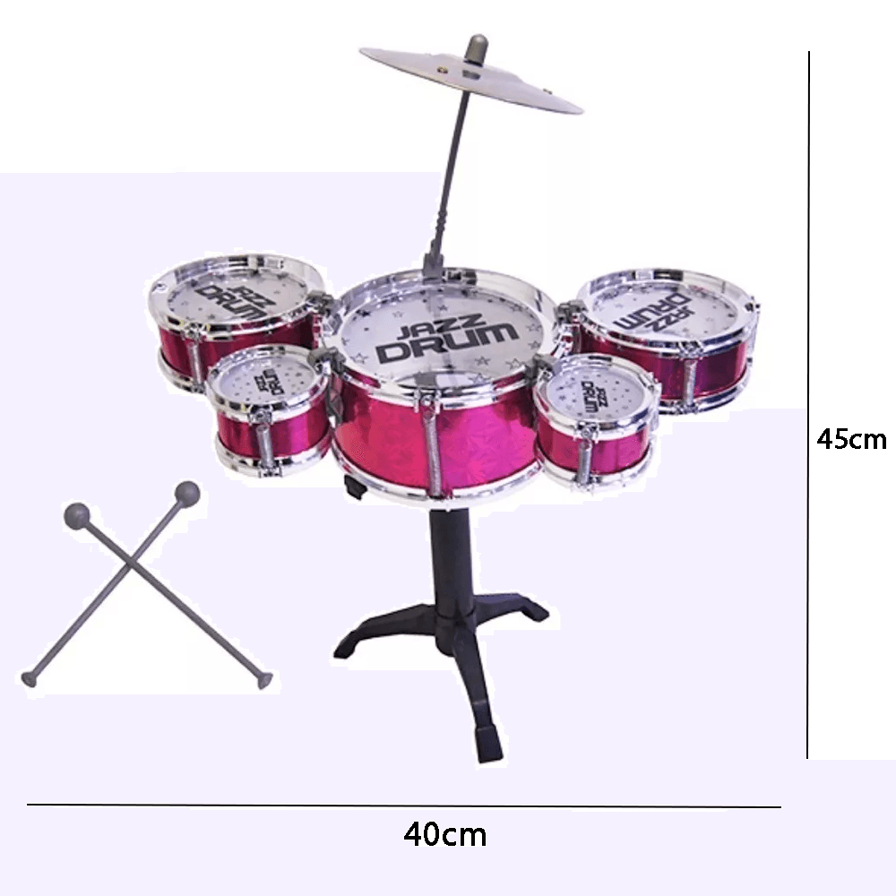 Mini Bateria Musical Infantil 5 Peças Rosa Jazz Drum RF3069 - freitasvarejo